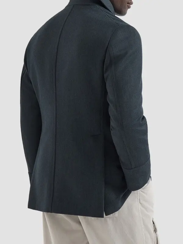 Brunello Cucinelli Wool And Cashmere Cavalry Peacoat With Metal Buttons