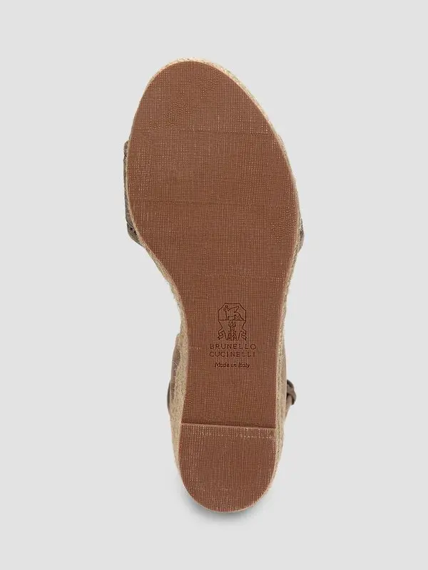 Brunello Cucinelli Suede Espadrille Wedge Sandals