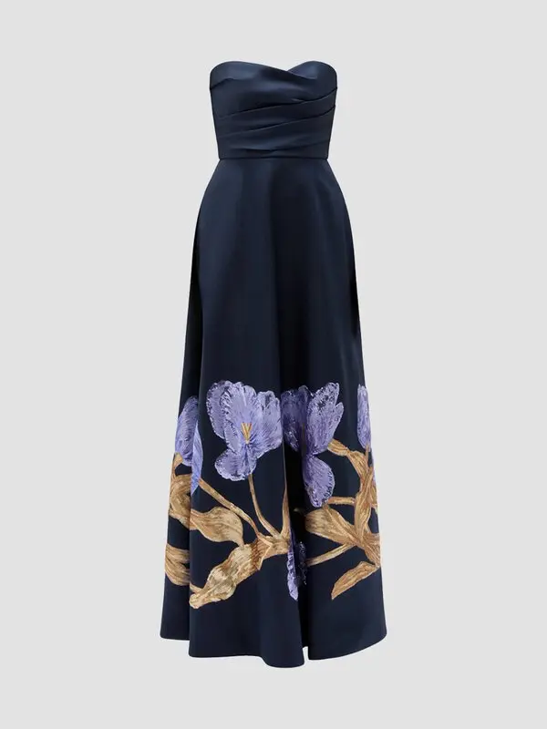 Amsale Tulip-sequined Strapless Gown - Navy