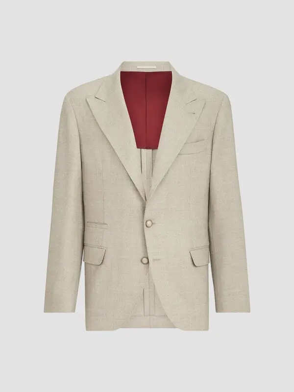 Brunello Cucinelli Mouliné Virgin Wool Twill Deconstructed Blazer - Beige