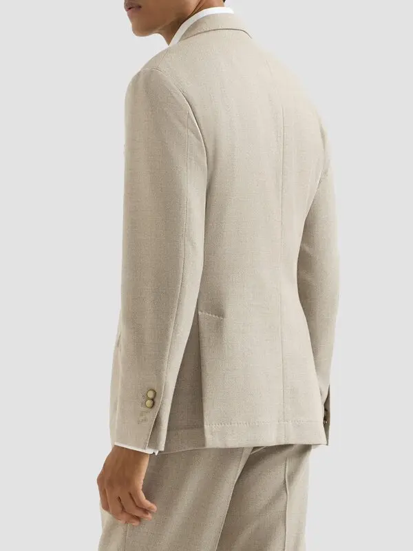 Brunello Cucinelli Mouliné Virgin Wool Twill Deconstructed Blazer - Beige