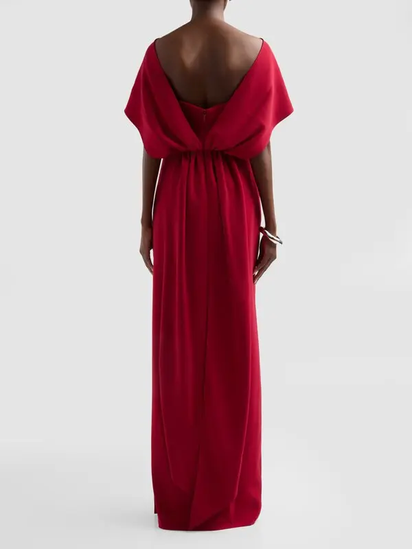 Amsale Stretch Crepe Scarf Column Gown