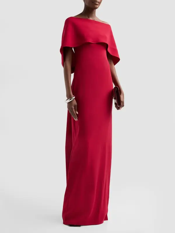 Amsale Stretch Crepe Scarf Column Gown