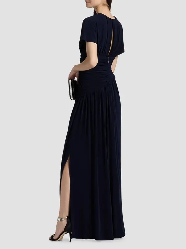 Amsale Draped Jersey Column Gown