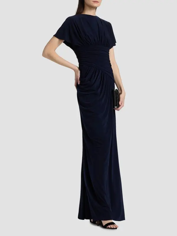 Amsale Draped Jersey Column Gown
