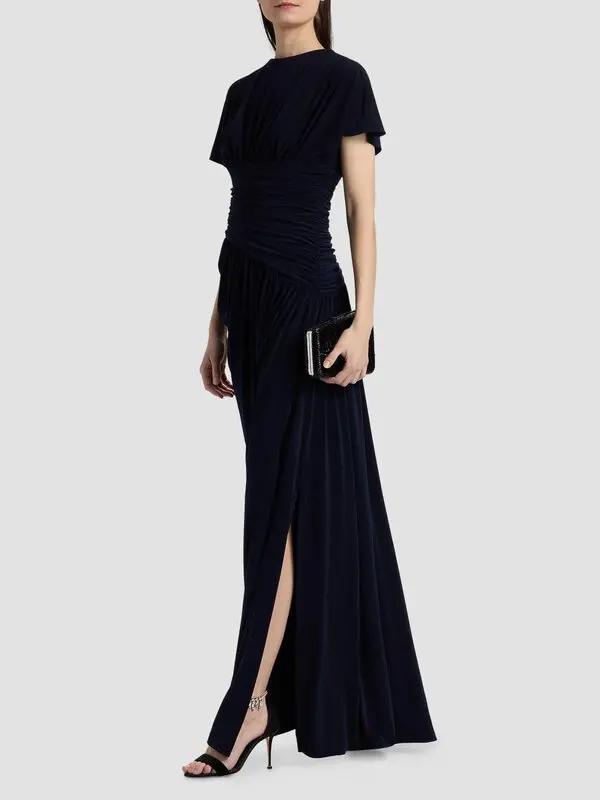 Amsale Draped Jersey Column Gown