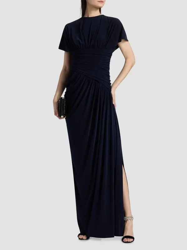Amsale Draped Jersey Column Gown