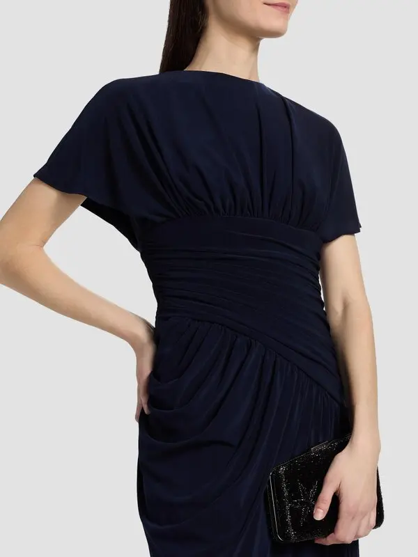 Amsale Draped Jersey Column Gown