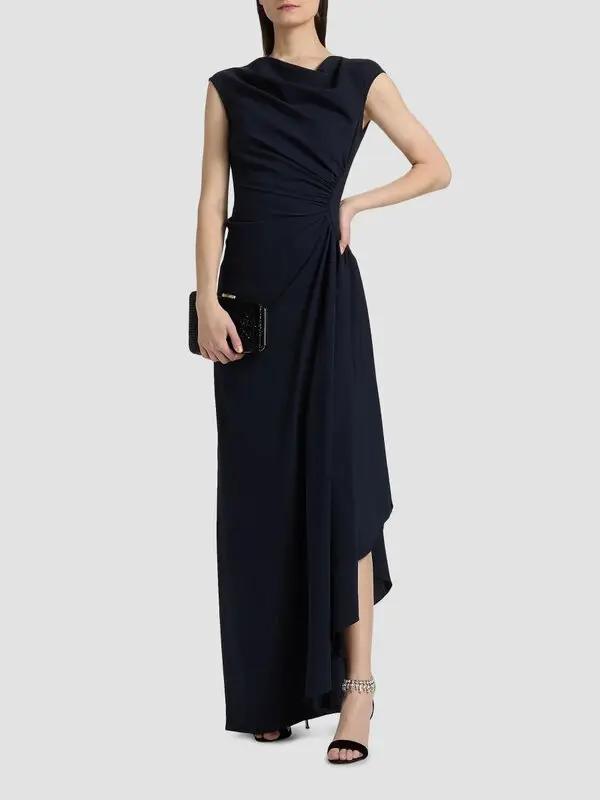 Amsale Pinched Jersey A-line Gown