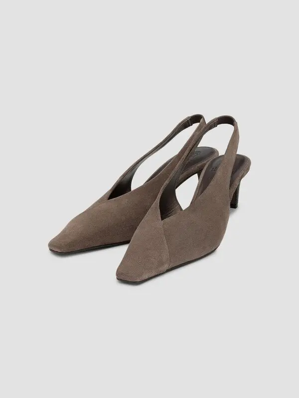 Brunello Cucinelli Suede Snip-toe Slingback Pumps