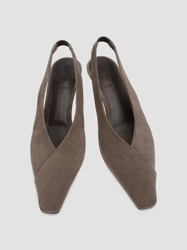 Brunello Cucinelli Suede Snip-toe Slingback Pumps