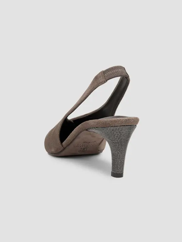 Brunello Cucinelli Suede Snip-toe Slingback Pumps