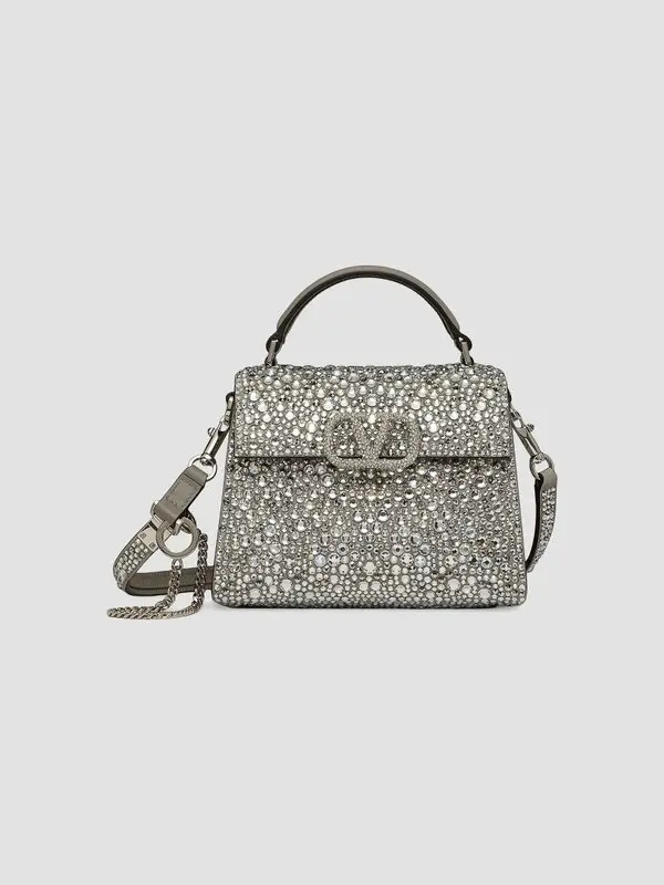 Valentino Garavani Mini Vsling Top Handle Bag With Sparkling Embroidery - Crystal
