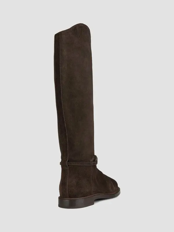 Brunello Cucinelli Monili-beaded Suede Riding Boots - Pepper
