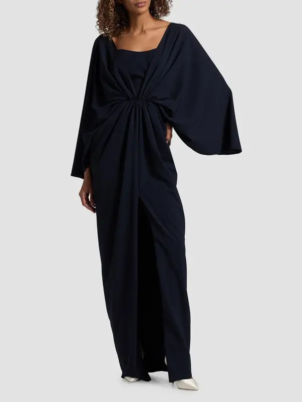 Amsale Draped Twist Jersey Gown - Navy