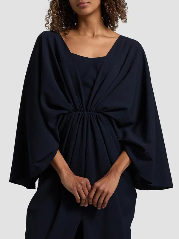 Amsale Draped Twist Jersey Gown - Navy