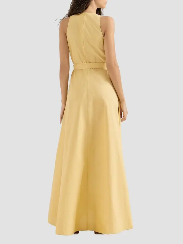 Brunello Cucinelli Techno Cotton Poplin Belted Dress - Yellow