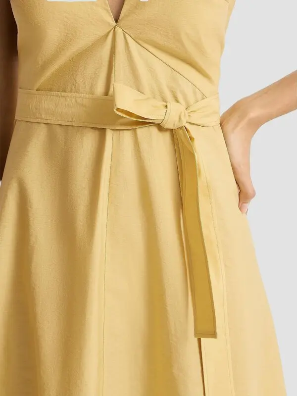 Brunello Cucinelli Techno Cotton Poplin Belted Dress - Yellow