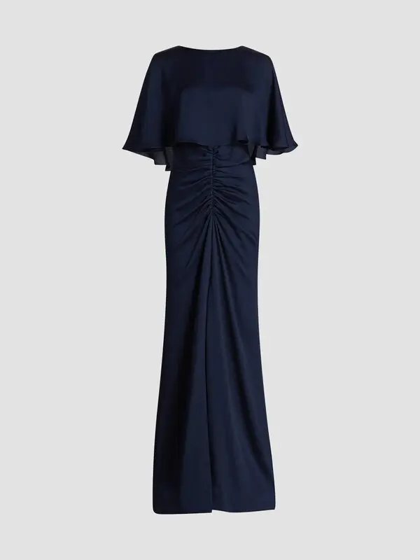 Amsale Capelet Ruched Gown