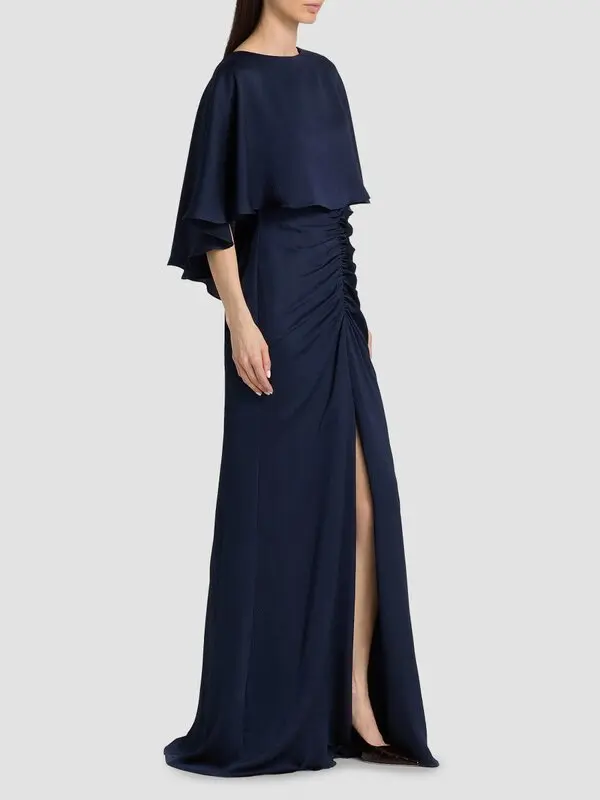 Amsale Capelet Ruched Gown
