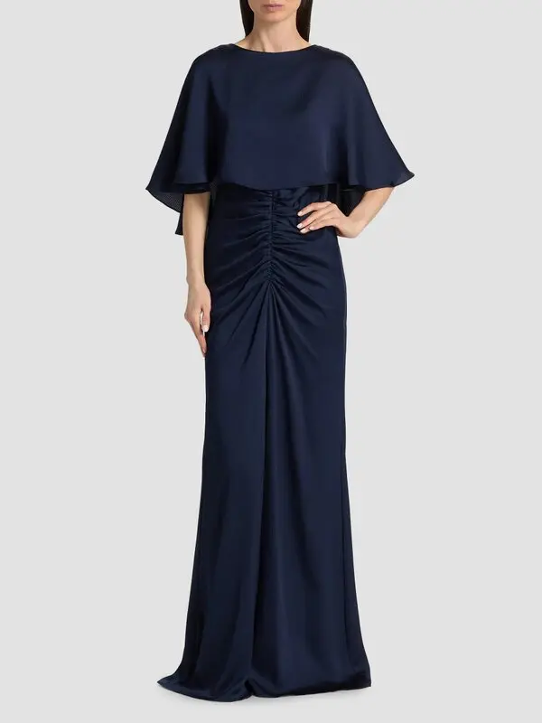Amsale Capelet Ruched Gown
