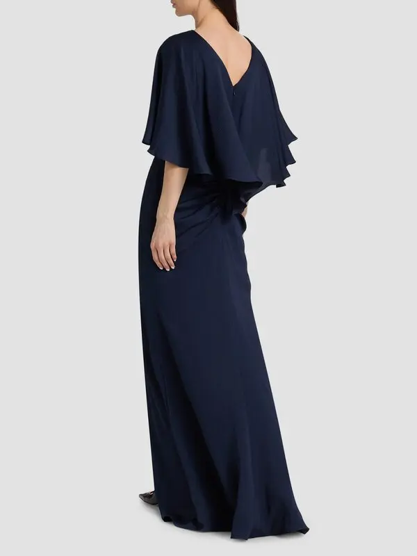 Amsale Capelet Ruched Gown