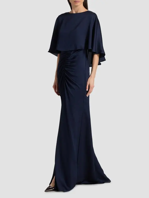 Amsale Capelet Ruched Gown