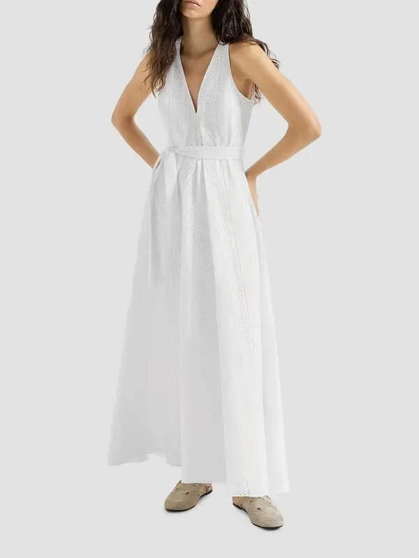 Brunello Cucinelli Techno Cotton Poplin Broderie Anglaise Dress