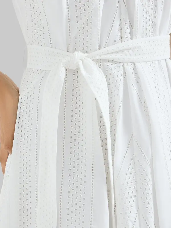 Brunello Cucinelli Techno Cotton Poplin Broderie Anglaise Dress