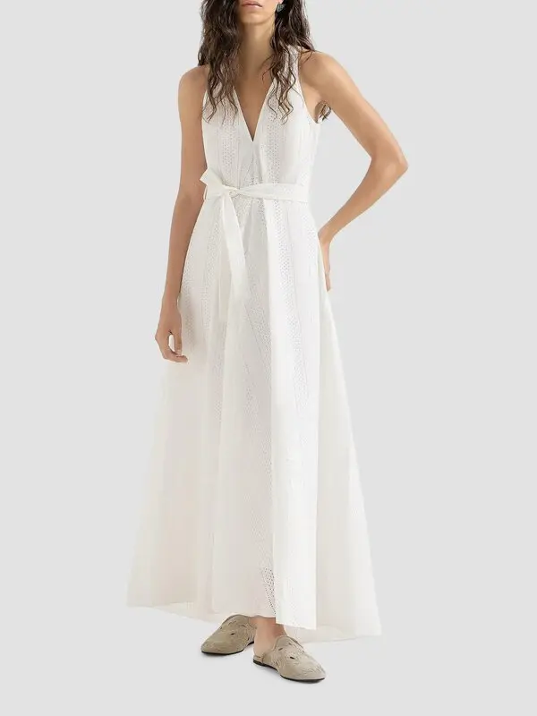 Brunello Cucinelli Techno Cotton Poplin Broderie Anglaise Dress