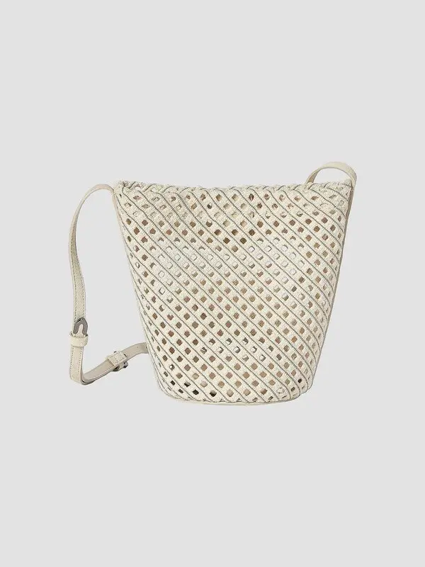 Brunello Cucinelli Crossbody Bag In Precious Cotton Net - Ivory