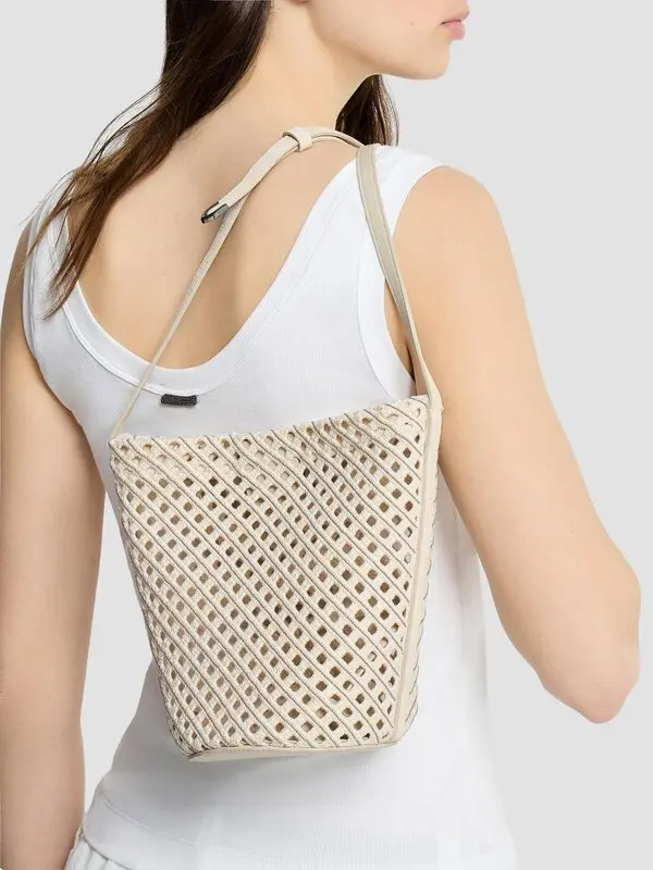 Brunello Cucinelli Crossbody Bag In Precious Cotton Net