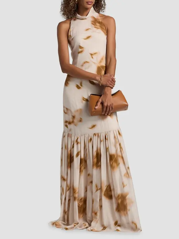 Amsale Printed Dropped-waist Maxi Dress