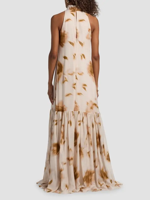 Amsale Printed Dropped-waist Maxi Dress