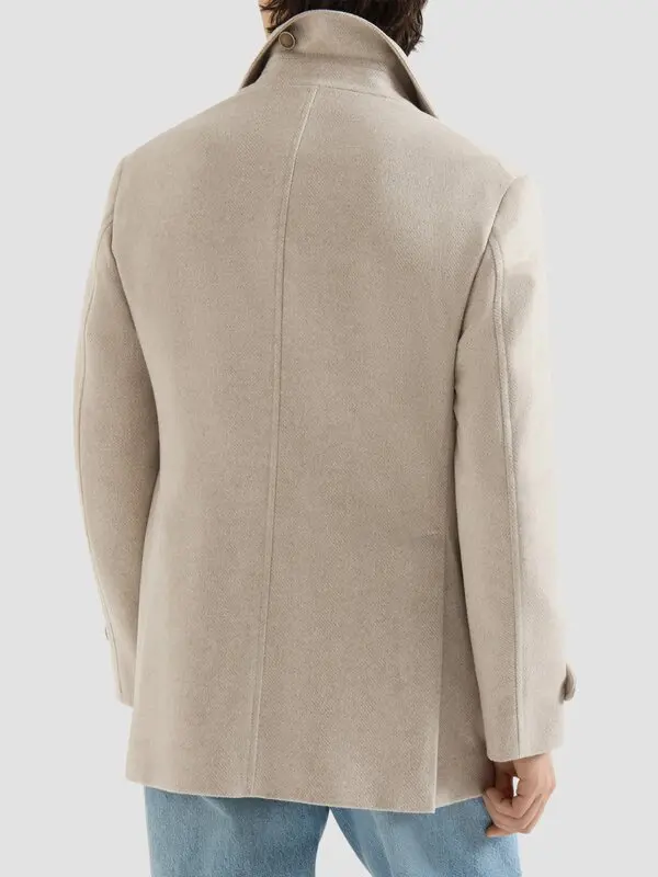 Brunello Cucinelli Cashmere Chevron Flannel Four-pocket Peacoat