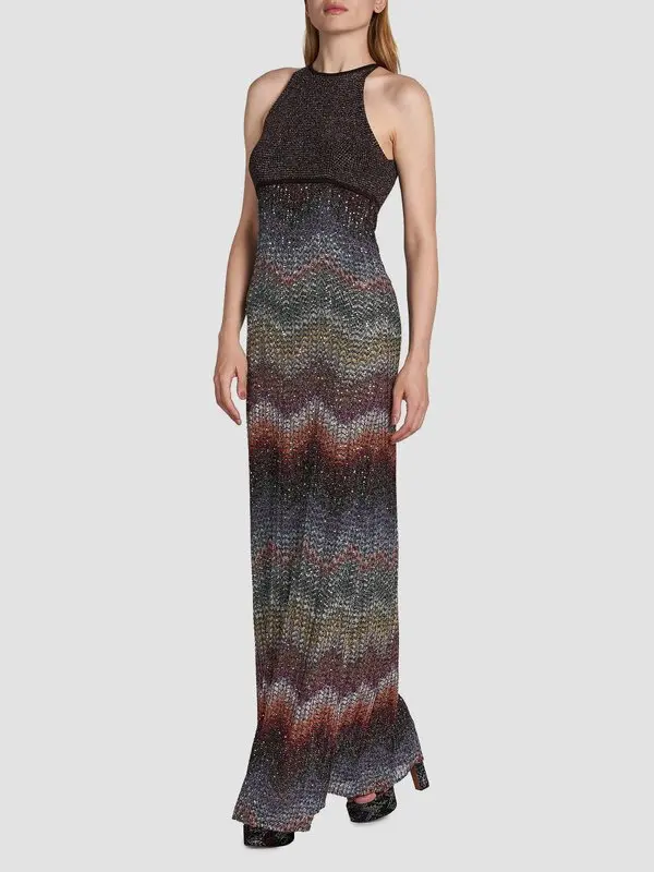 Missoni Sequin Wefted Loom Knit Halterneck Gown
