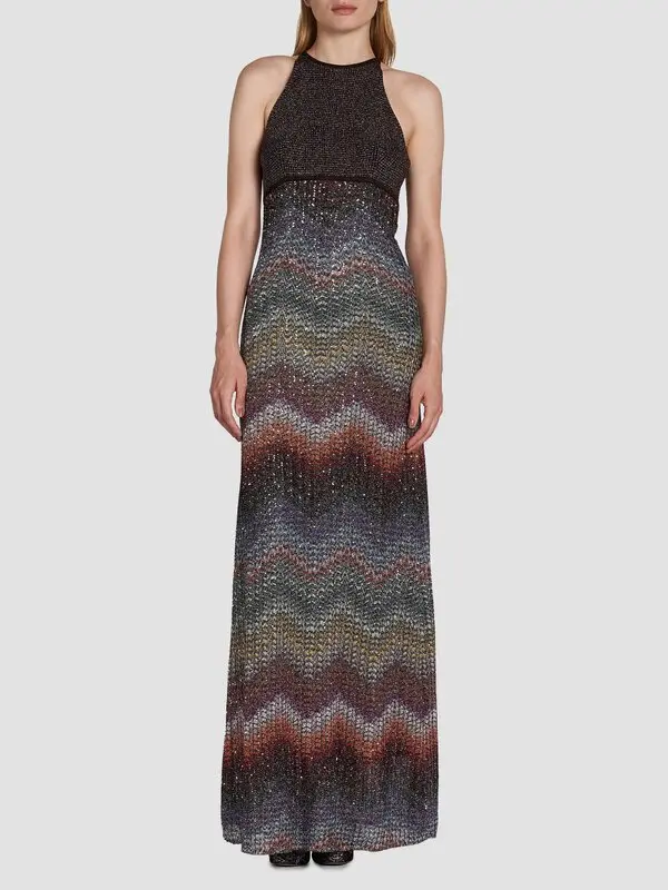 Missoni Sequin Wefted Loom Knit Halterneck Gown