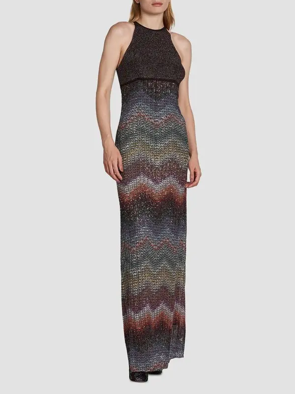 Missoni Sequin Wefted Loom Knit Halterneck Gown