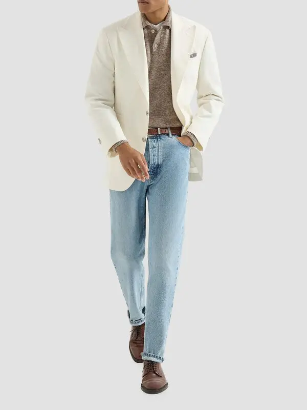 Brunello Cucinelli Alpaca, Cashmere And Wool Knit Polo Shirt