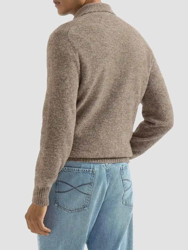 Brunello Cucinelli Alpaca, Cashmere And Wool Knit Polo Shirt