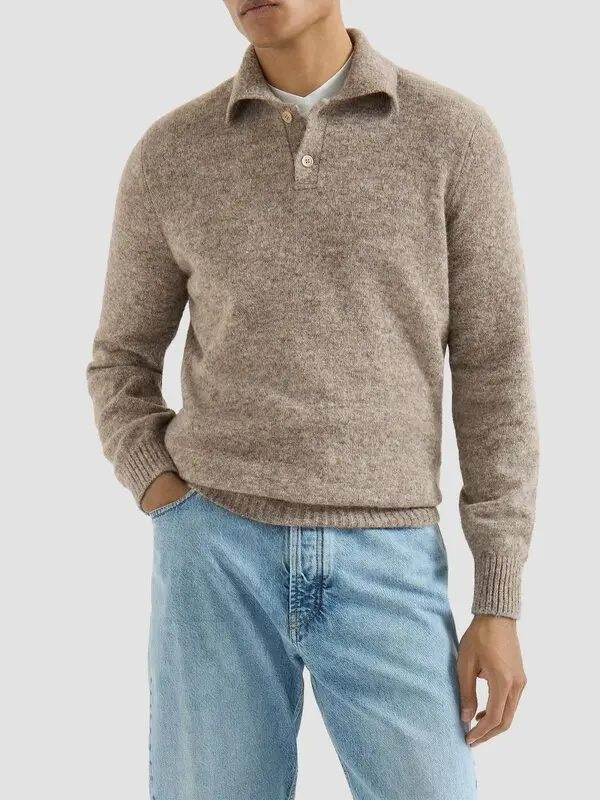 Brunello Cucinelli Alpaca, Cashmere And Wool Knit Polo Shirt