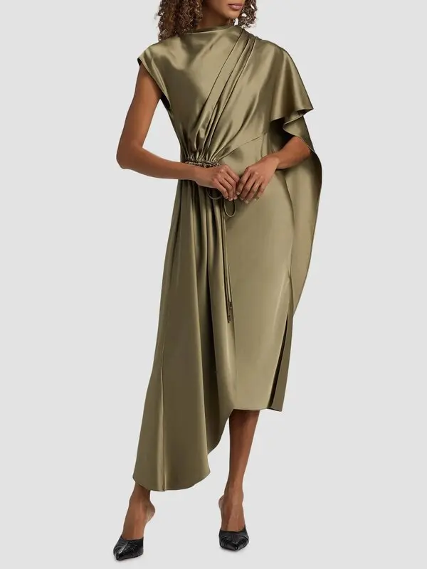 Amsale Satin Draped Cocktail Dress