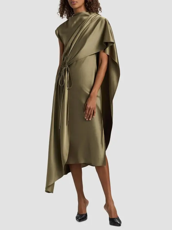 Amsale Satin Draped Cocktail Dress