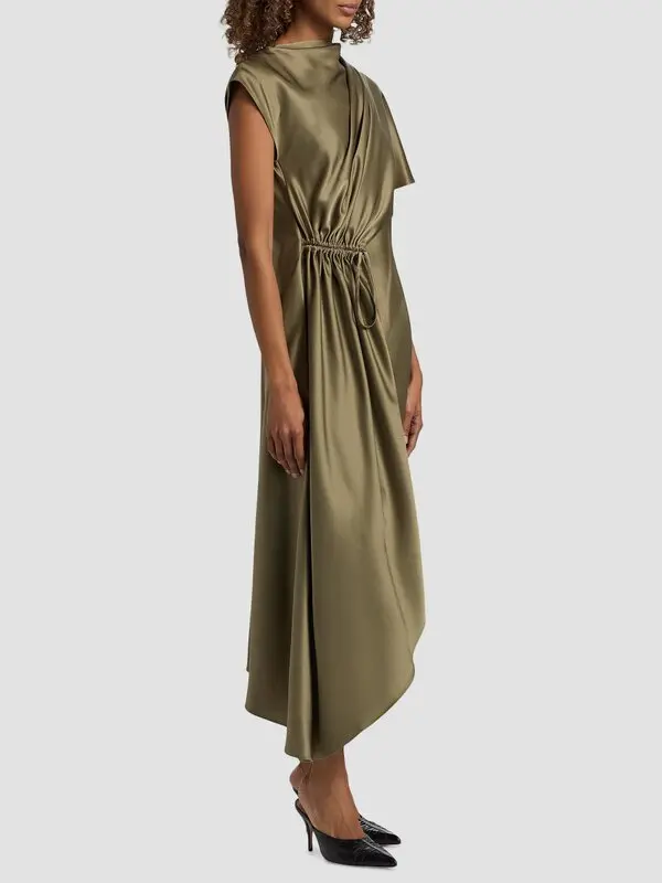 Amsale Satin Draped Cocktail Dress
