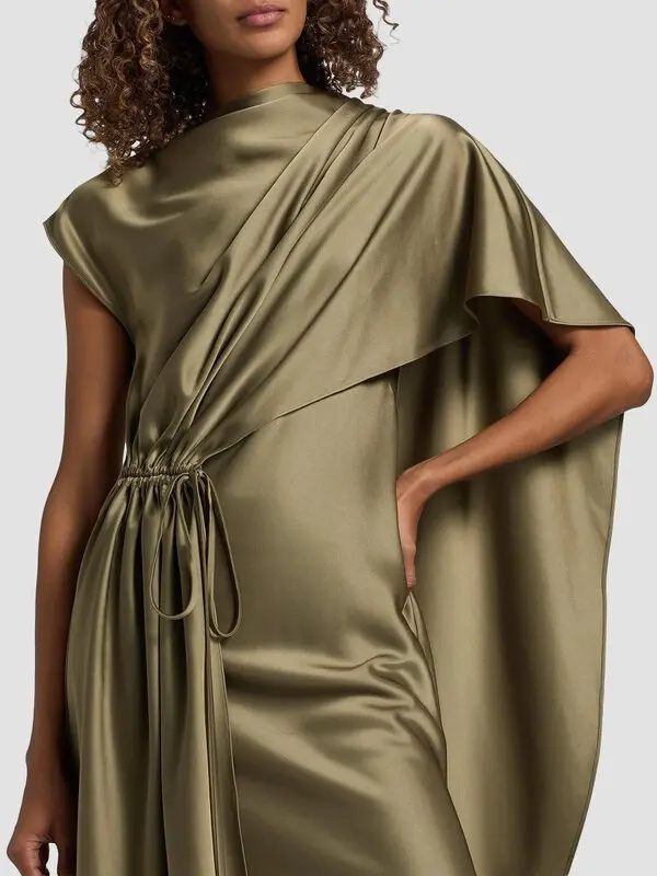 Amsale Satin Draped Cocktail Dress