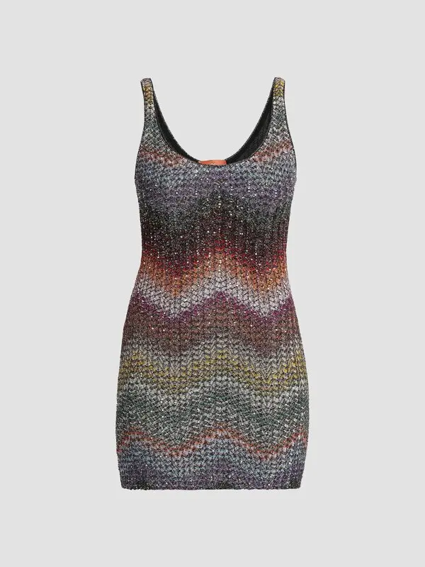 Missoni Sequin Wefted Loom Knit Minidress - Dark Multi
