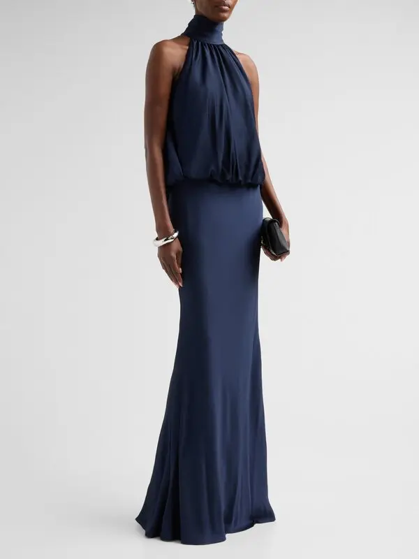 Amsale Blouson Halter Gown