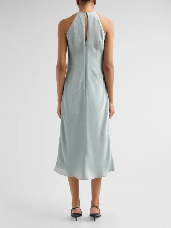 Amsale Halterneck Draped Midi Dress