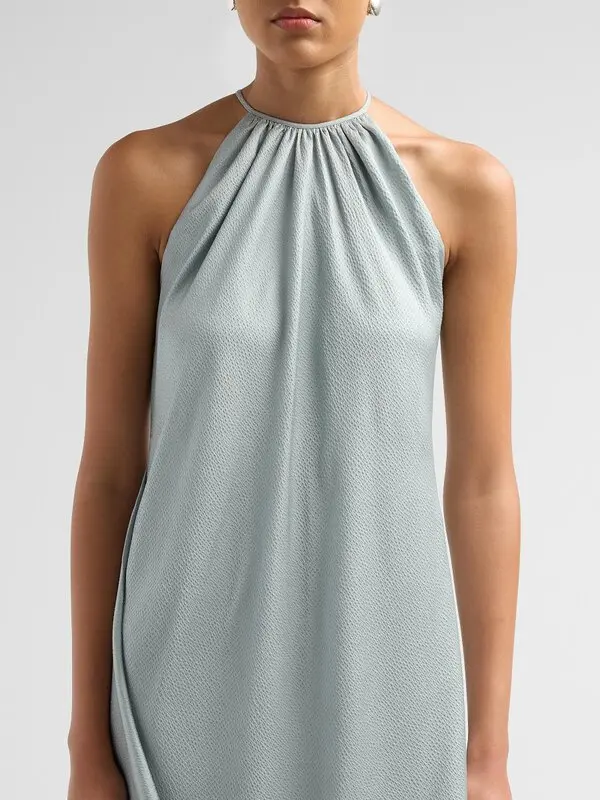 Amsale Halterneck Draped Midi Dress