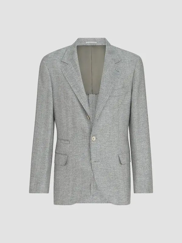 Brunello Cucinelli Wool, Alpaca And Silk Chevron Deconstructed Blazer